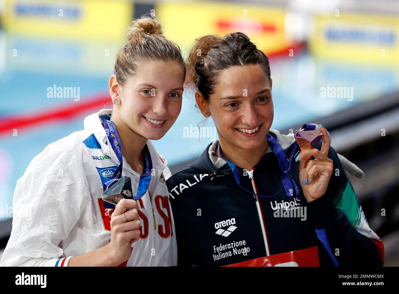 Silver medalist Svetlana Chimrova of Russia, left, and bronze medalist ...