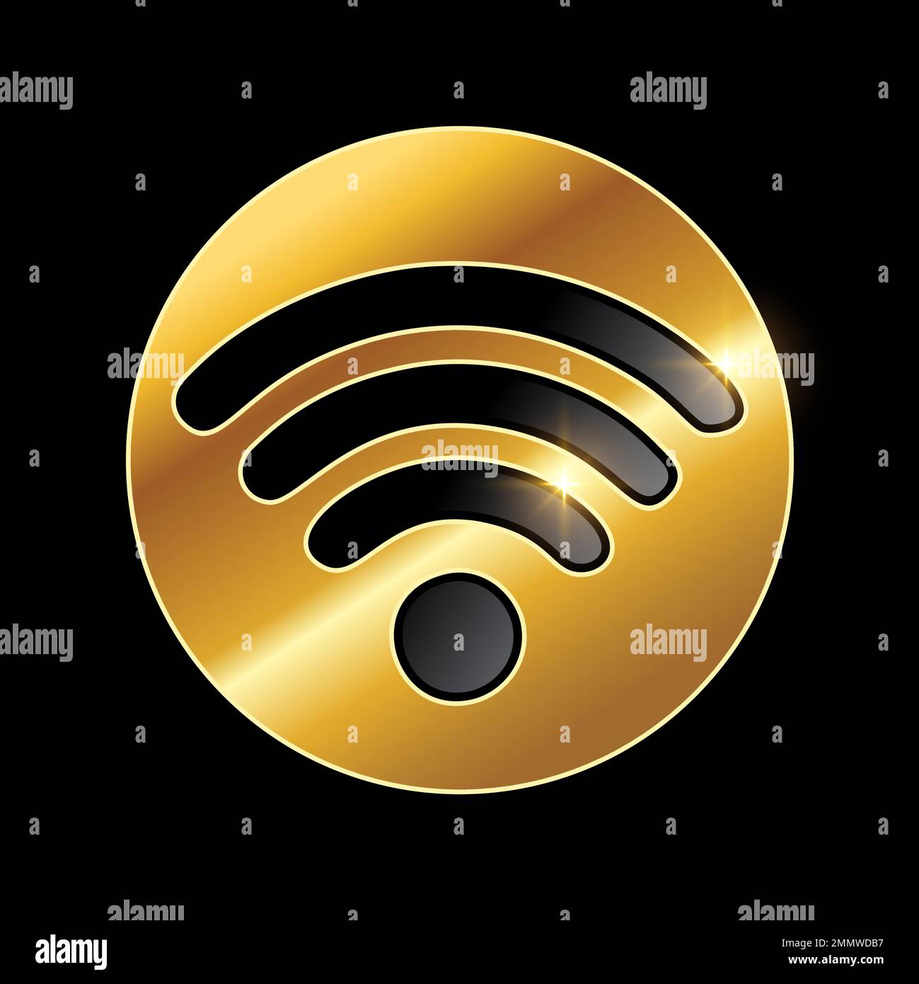 A vector illustration of Golden Internet Network Vector Icon in black ...
