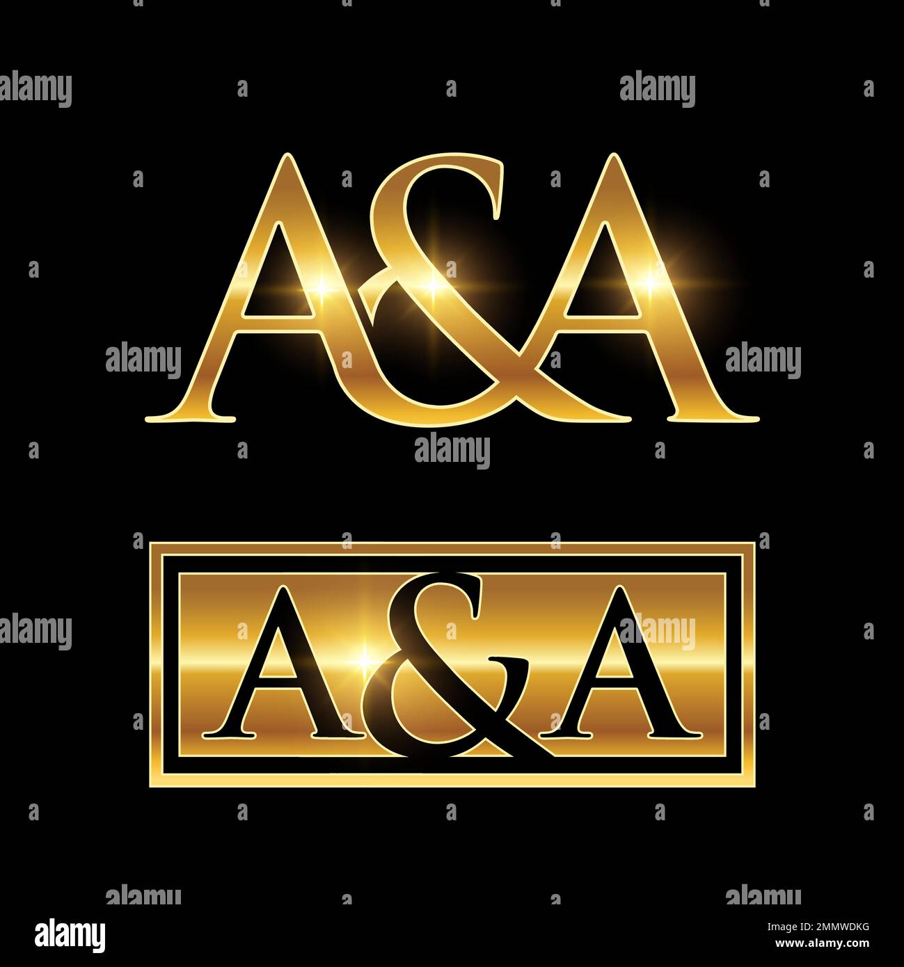 A vector Illustration of Golden Monogram Initial Letter A&A Logo in ...