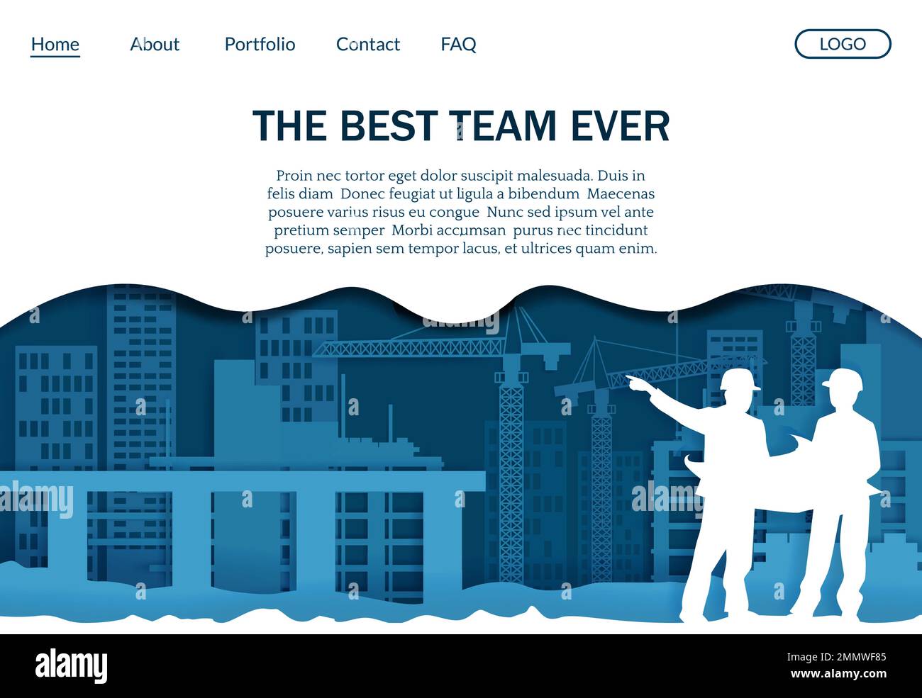 Construction company vector website landing page design template Stock ...