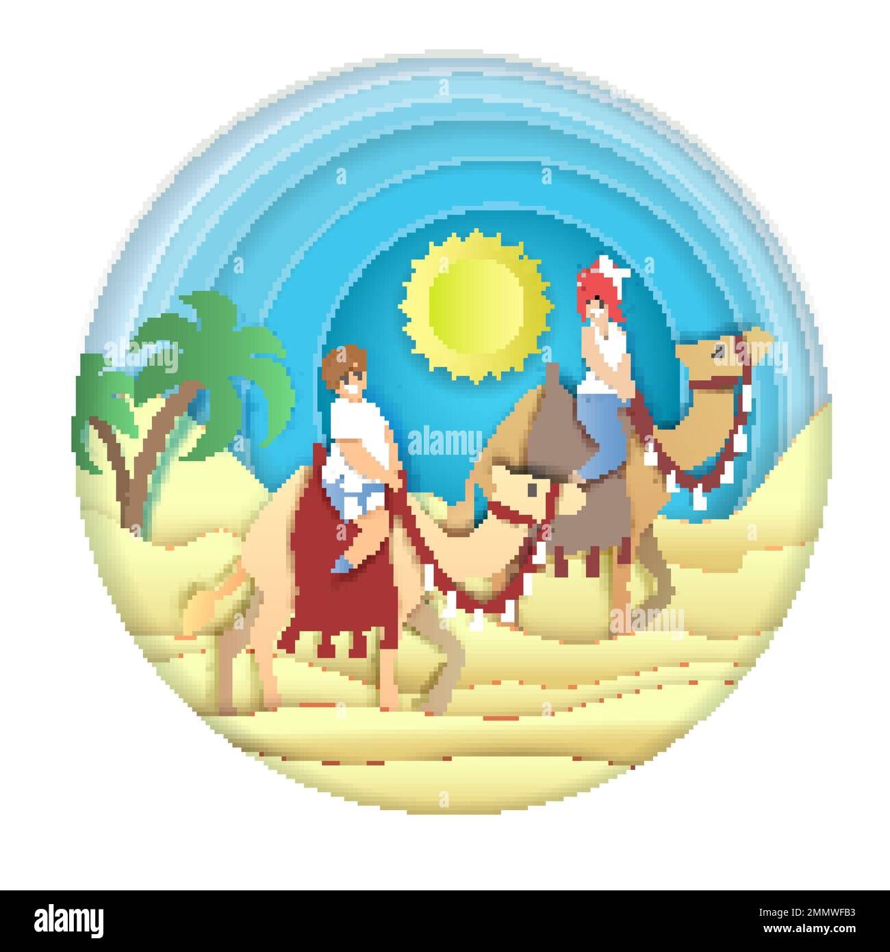 Desert trip, vector illustration in paper art style Stock Vector Image ...