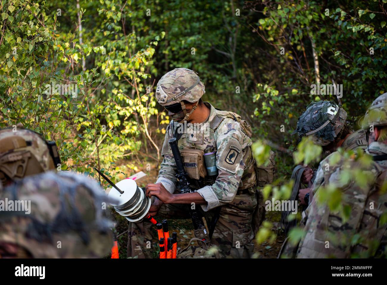 A U.S. Army paratrooper assigned to 54th Brigade Engineer Battalion ...