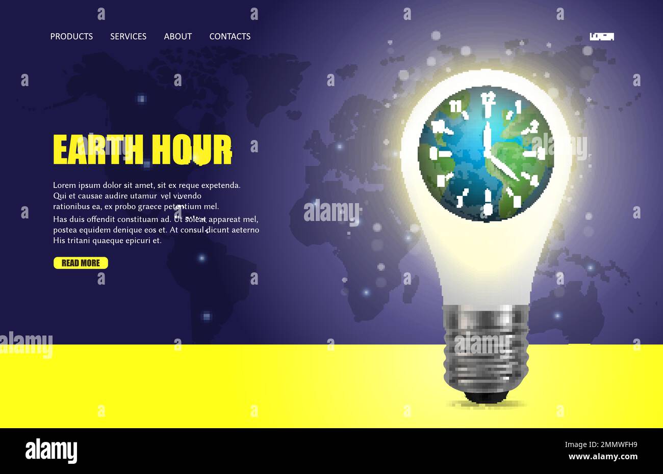 Earth hour vector website landing page design template Stock Vector ...