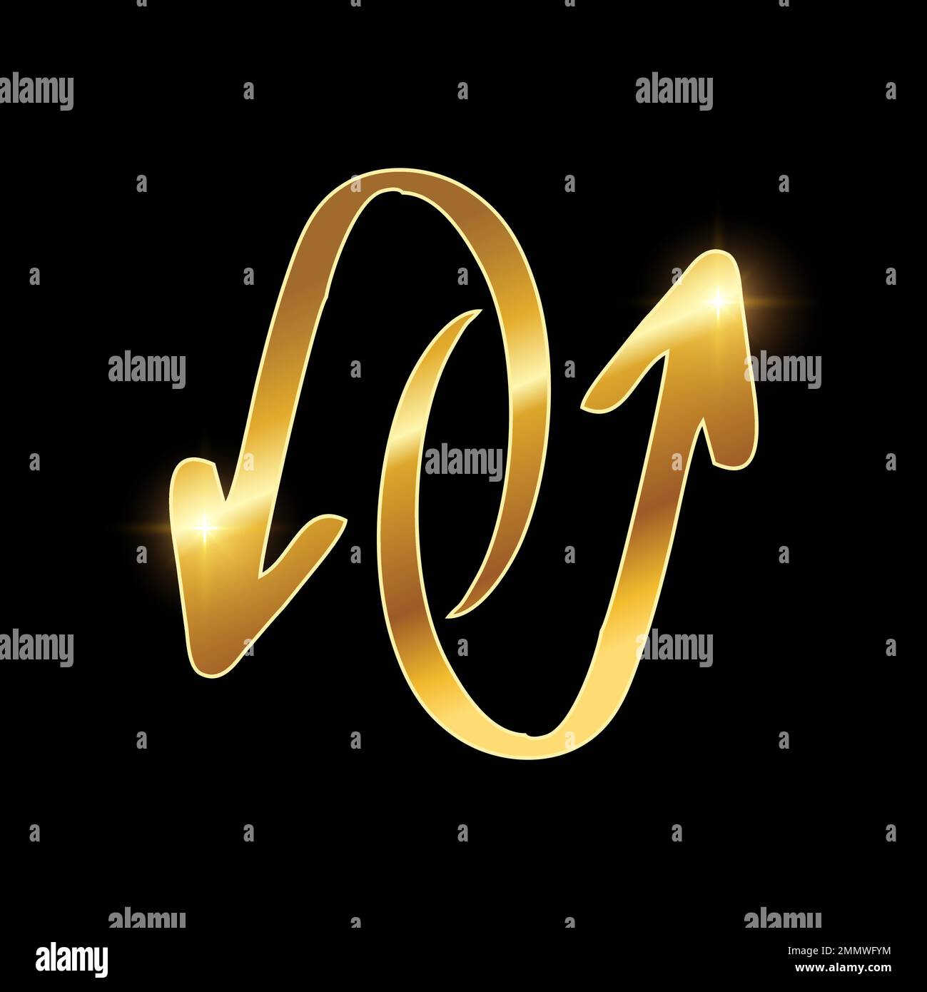 An Isolated vector Illustration of Golden Luxury Arrow Vector Icon in ...