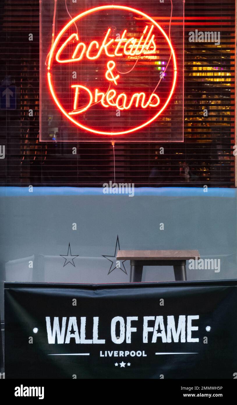 Wall of Fame, a cocktails bar and dance hall in Liverpool Stock Photo ...