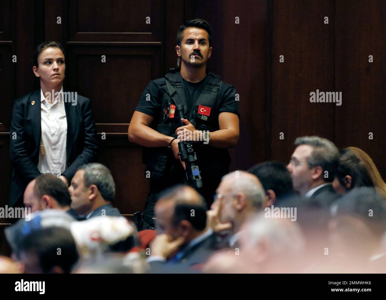 Presidential security members stand as Turkey's President Recep Tayyip ...