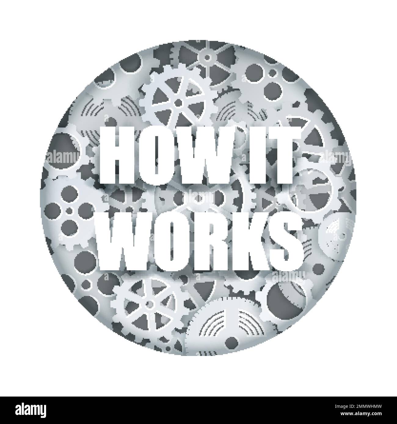 How it works, clock mechanism vector paper cut illustration Stock ...