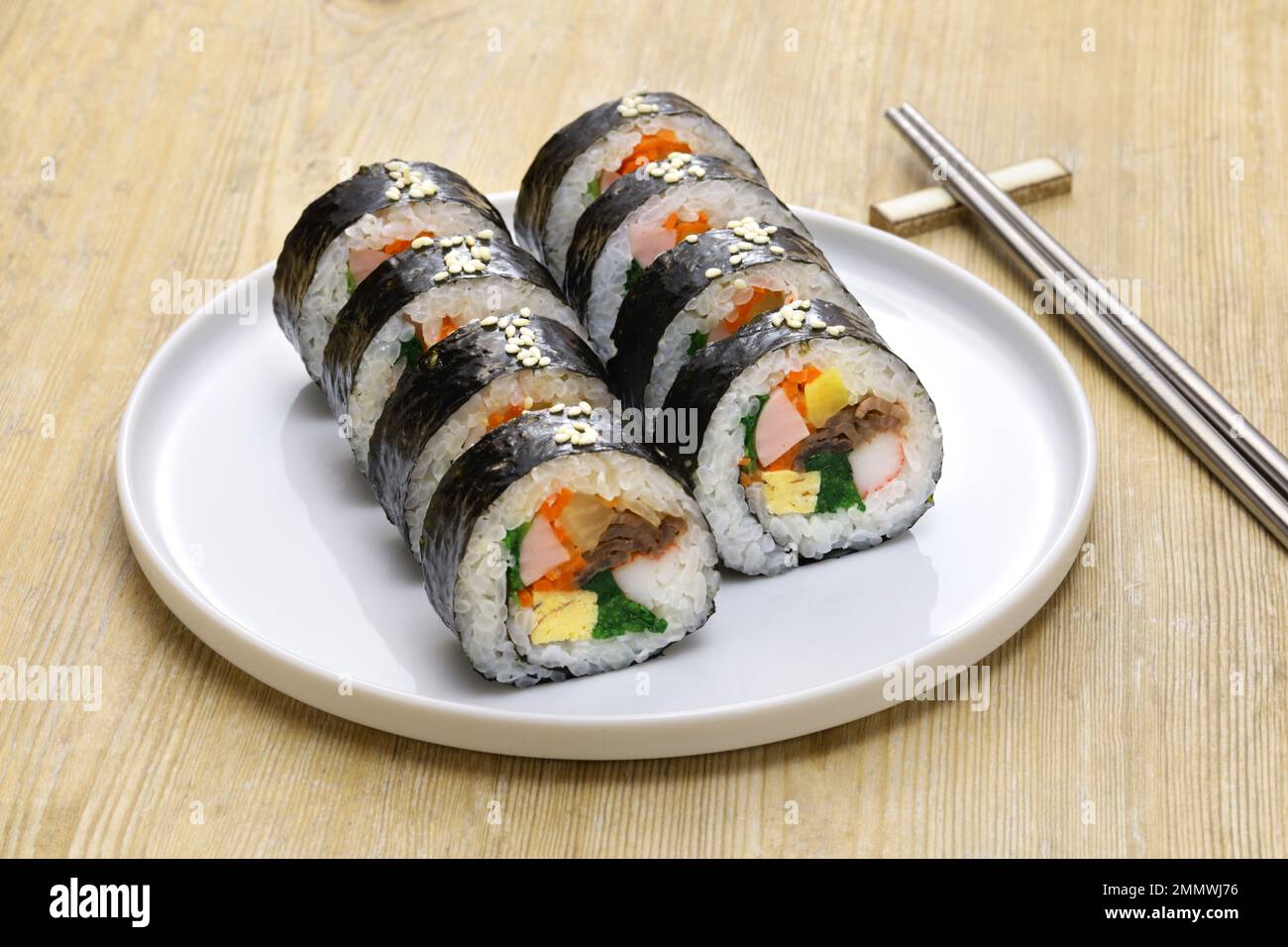 Gimbap is a Korean food consisting of rice and several ingredients ...
