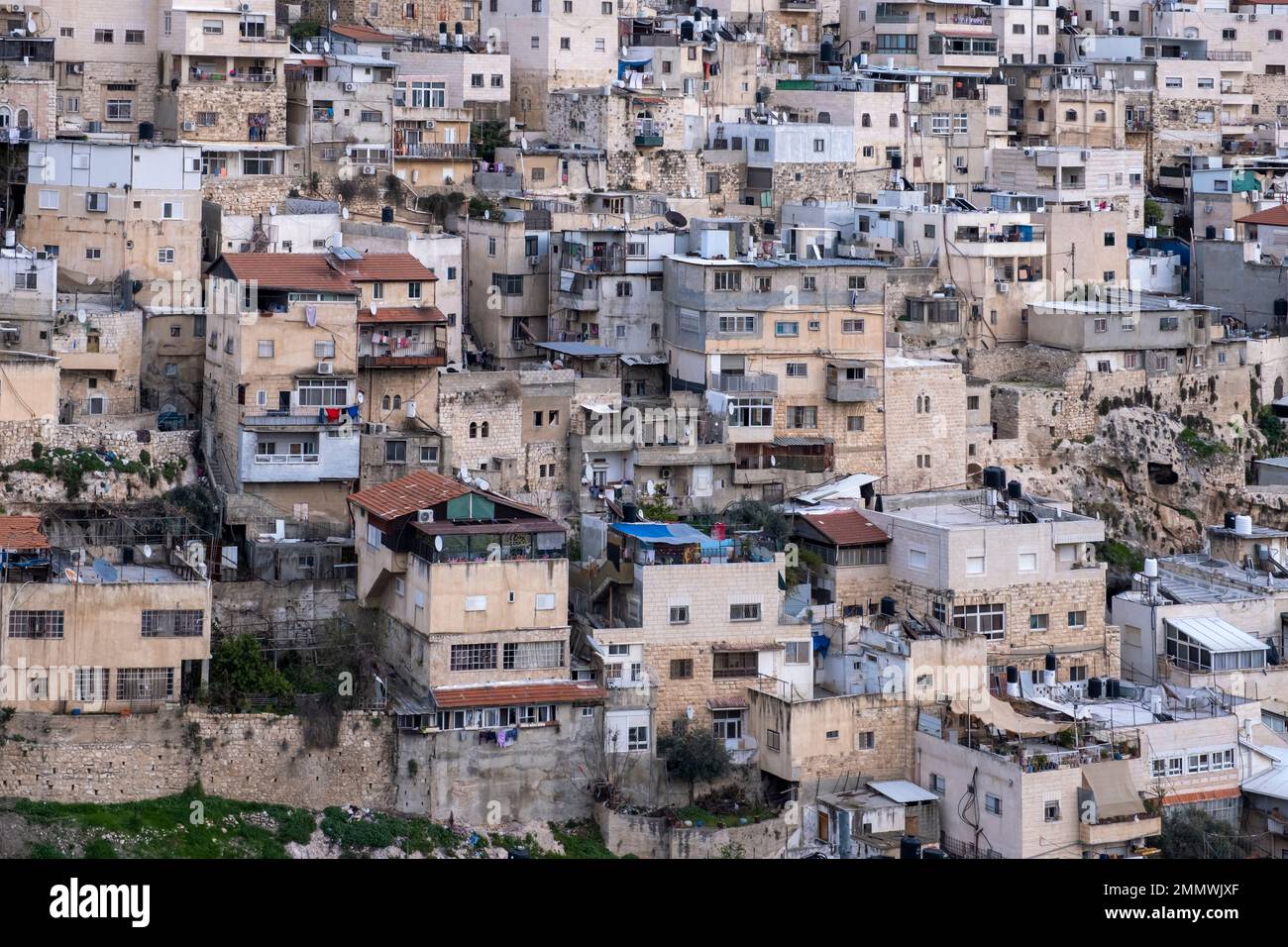 View of Silwan a predominantly Palestinian neighborhood on the ...