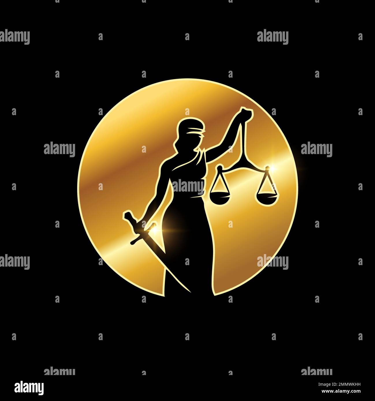 Isolated Vector Illustration of Golden Lady Justice Vector Icon in ...