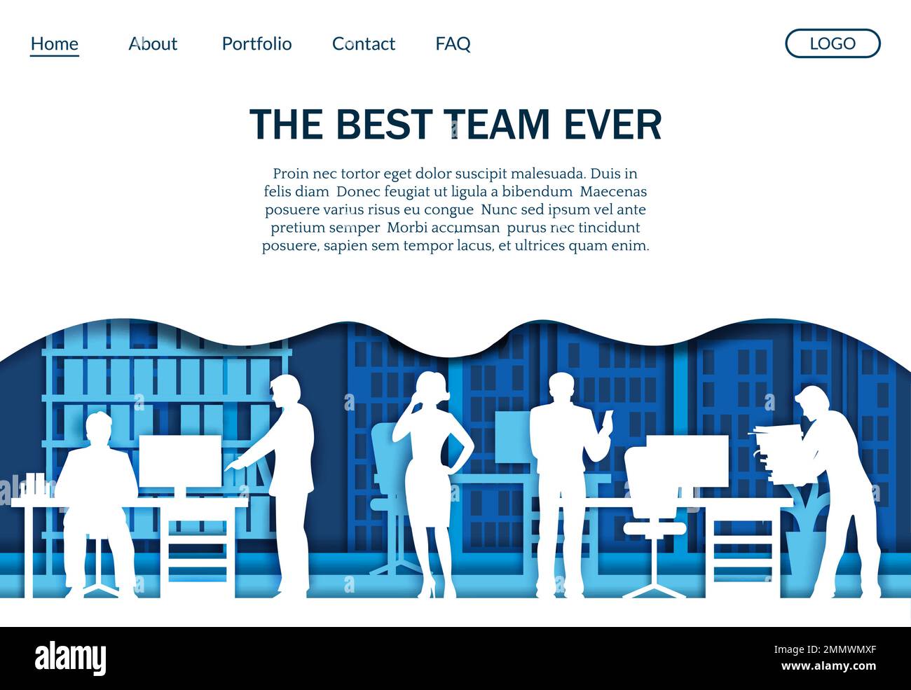 Office team vector website landing page design template Stock Vector ...