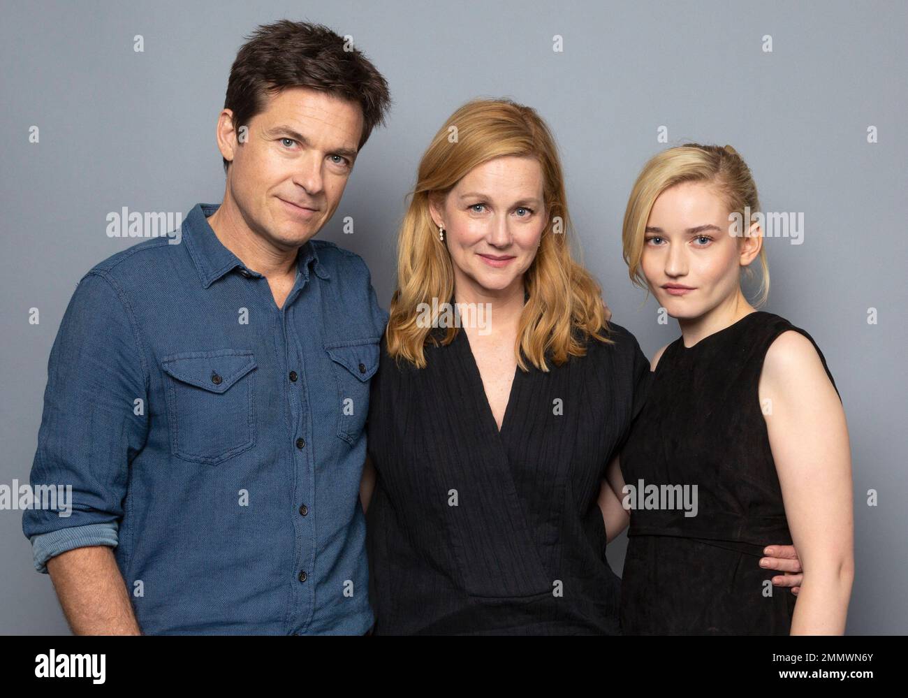 Jason Bateman, from left, Laura Linney and Julia Garner, cast members ...