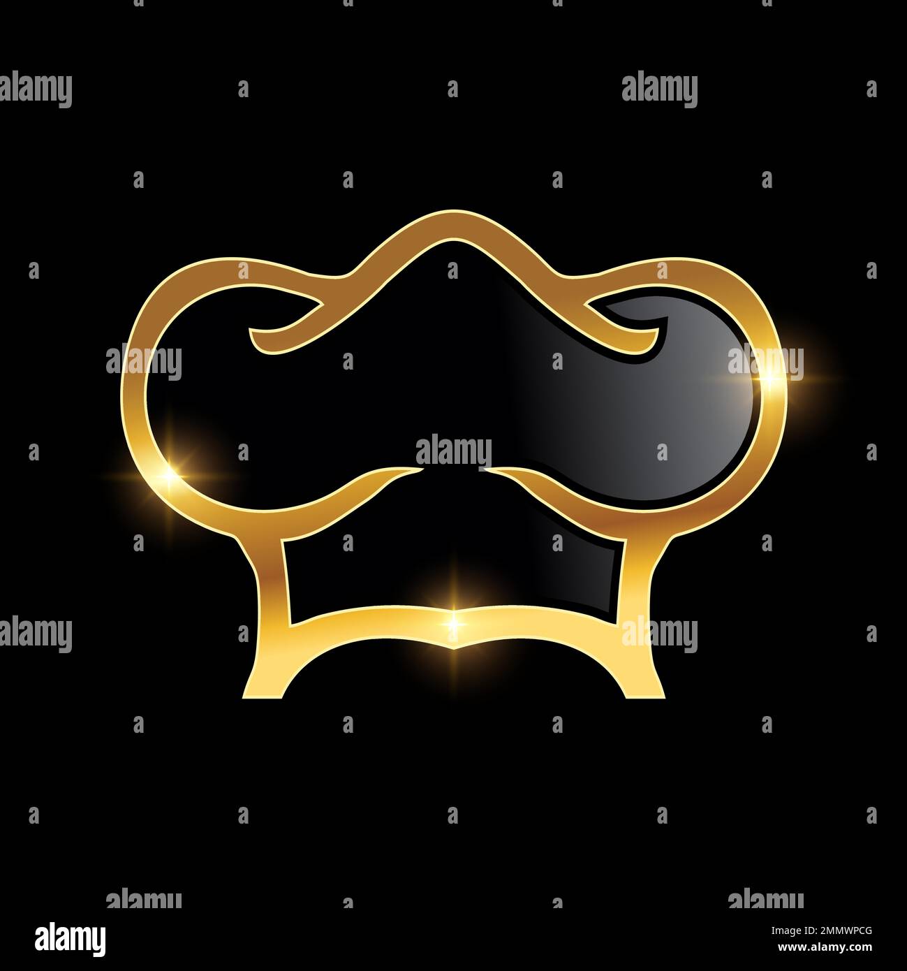 A vector Illustration of Golden Luxury Chef Hat Vector Icon in black ...