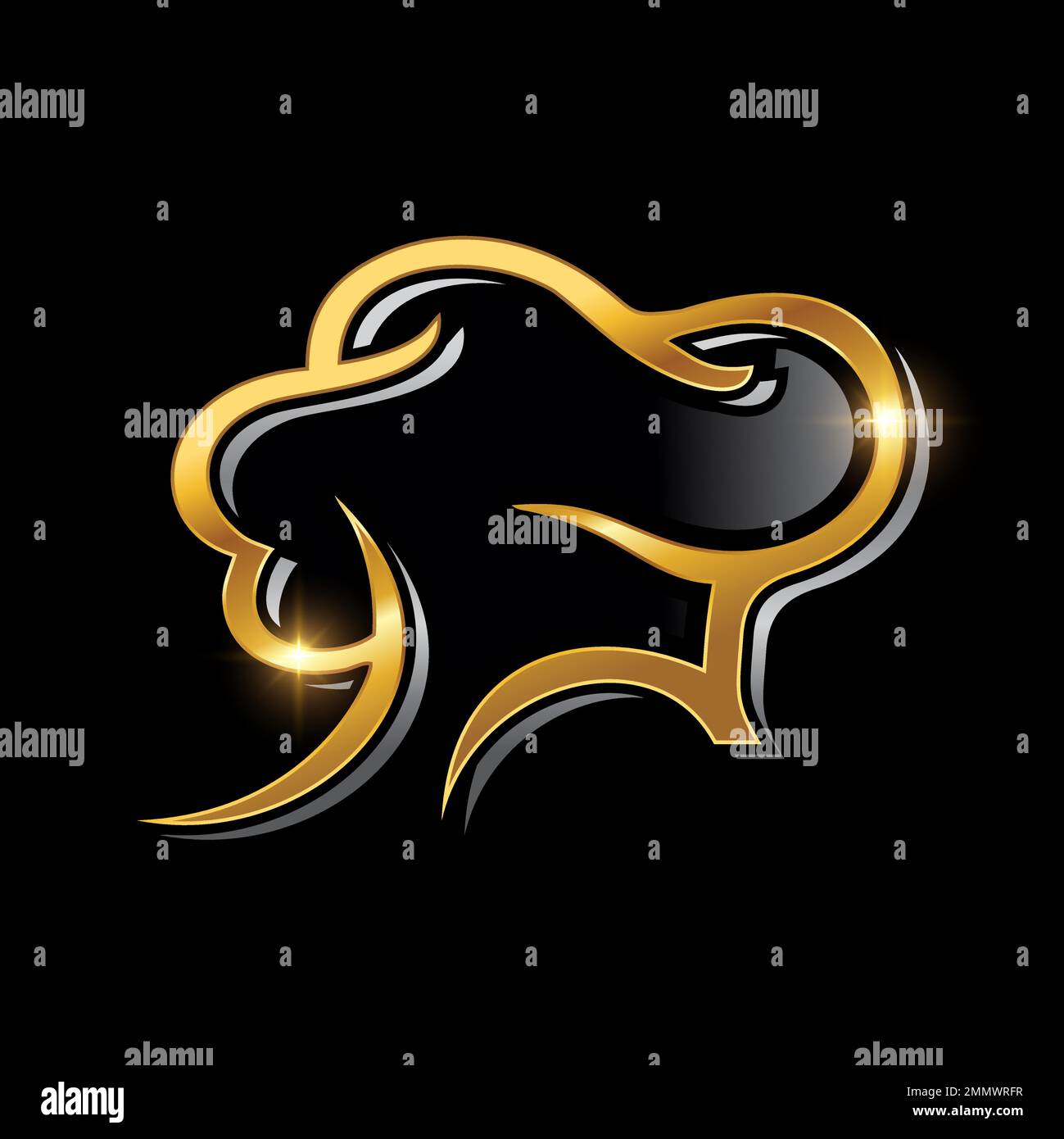 A vector Illustration of Golden Luxury Chef Hat Vector Icon in black ...