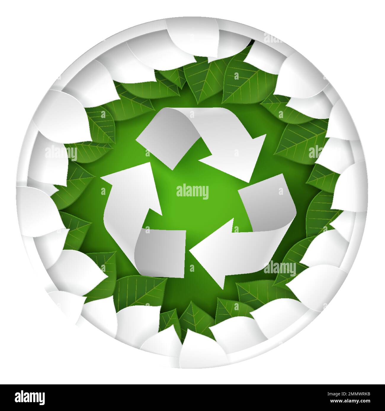 Recycling symbol vector illustration in paper art style Stock Vector ...