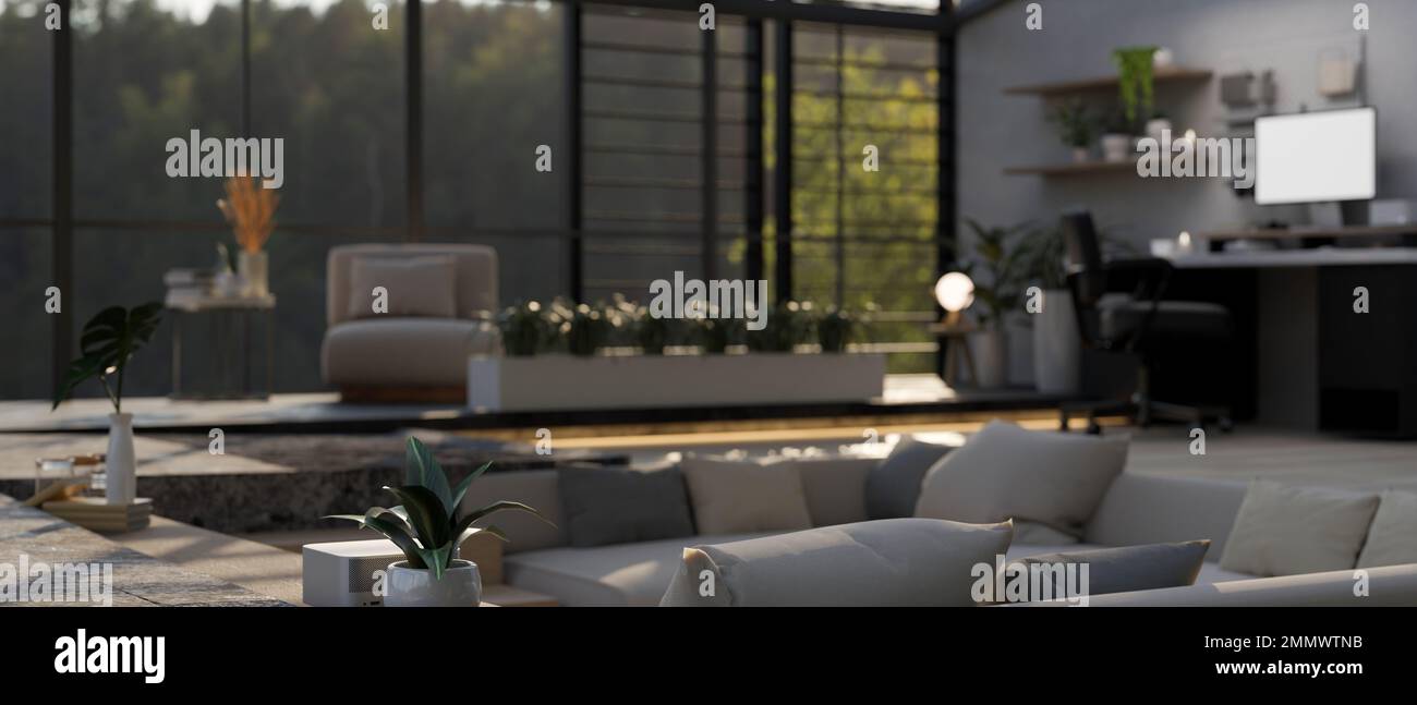 Modern contemporary home Sunken living room interior design with ...