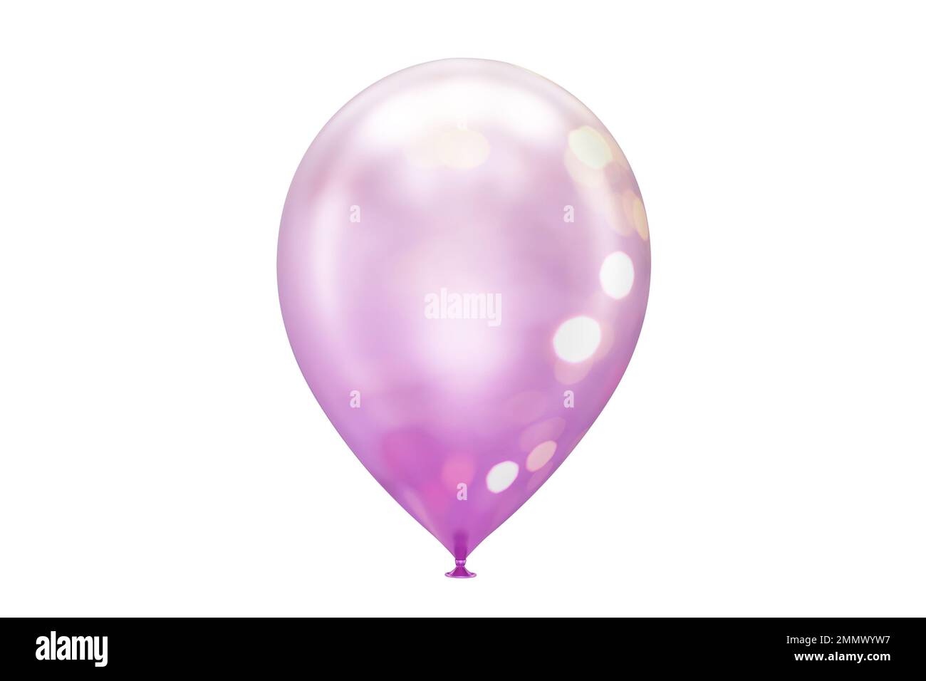 one violet balloon with glitters close-up isolated on white, 3d ...