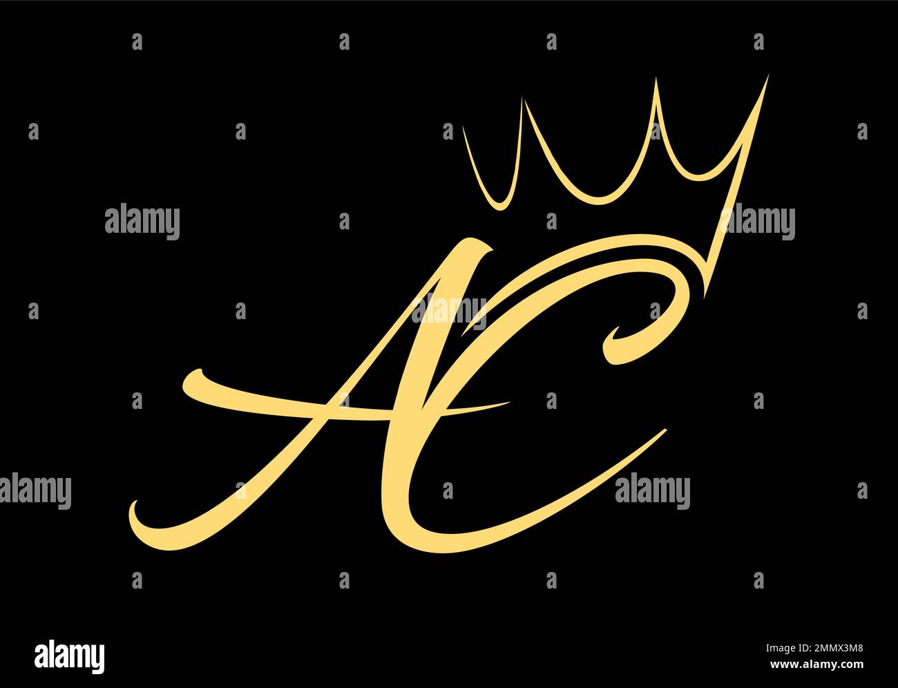 A vector Illustration in black background of Crown Monogram Logo ...