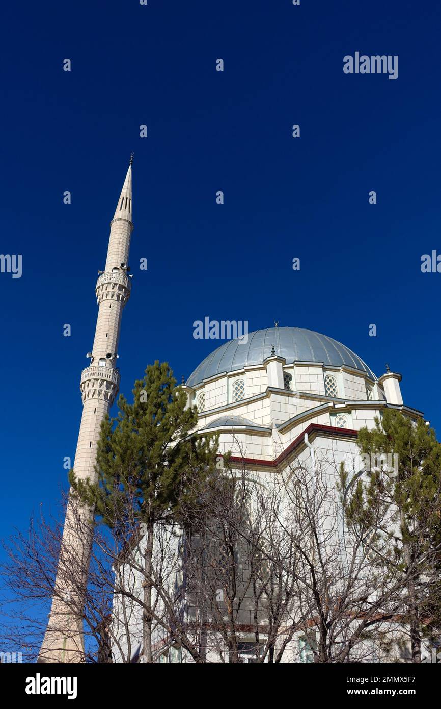 blue sky and a mosque with a minaret, examples of islam and mosque ...