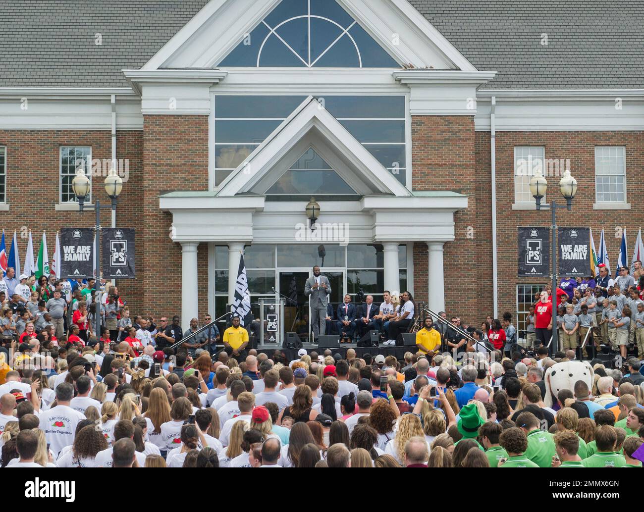 LeBron James speaks at the opening ceremony for the I Promise School in ...