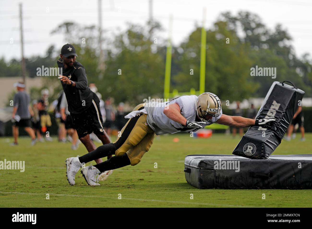 New Orleans Saints defensive lineman Mitchell Loewen (70) goes through ...