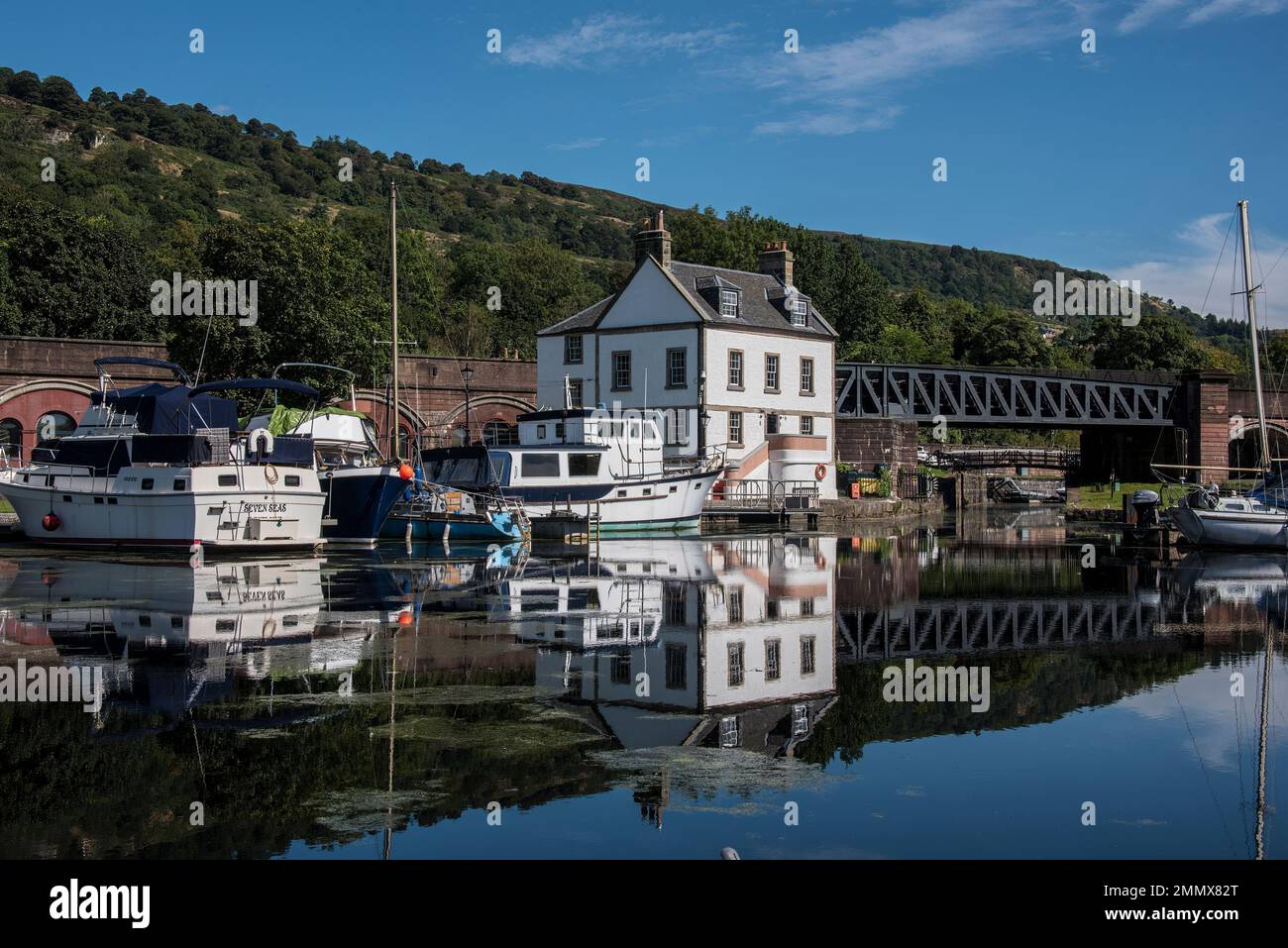 Bowling Harbour and Forth & Clyde Canal Stock Photo - Alamy