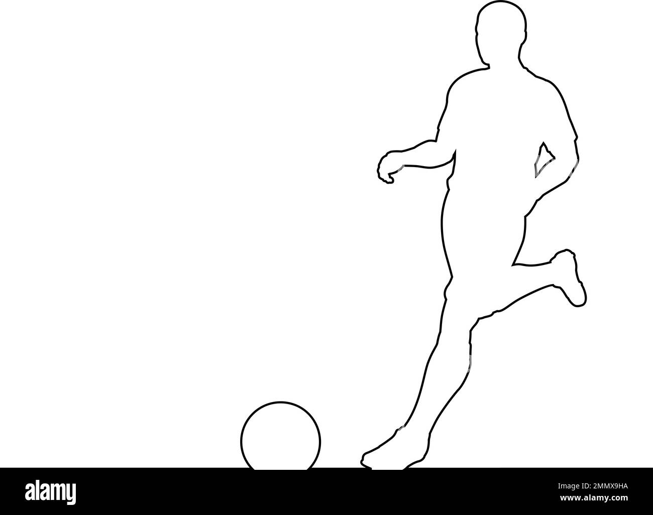 Soccer Football Player Line Silhouette Outline Stock Vector Image & Art ...