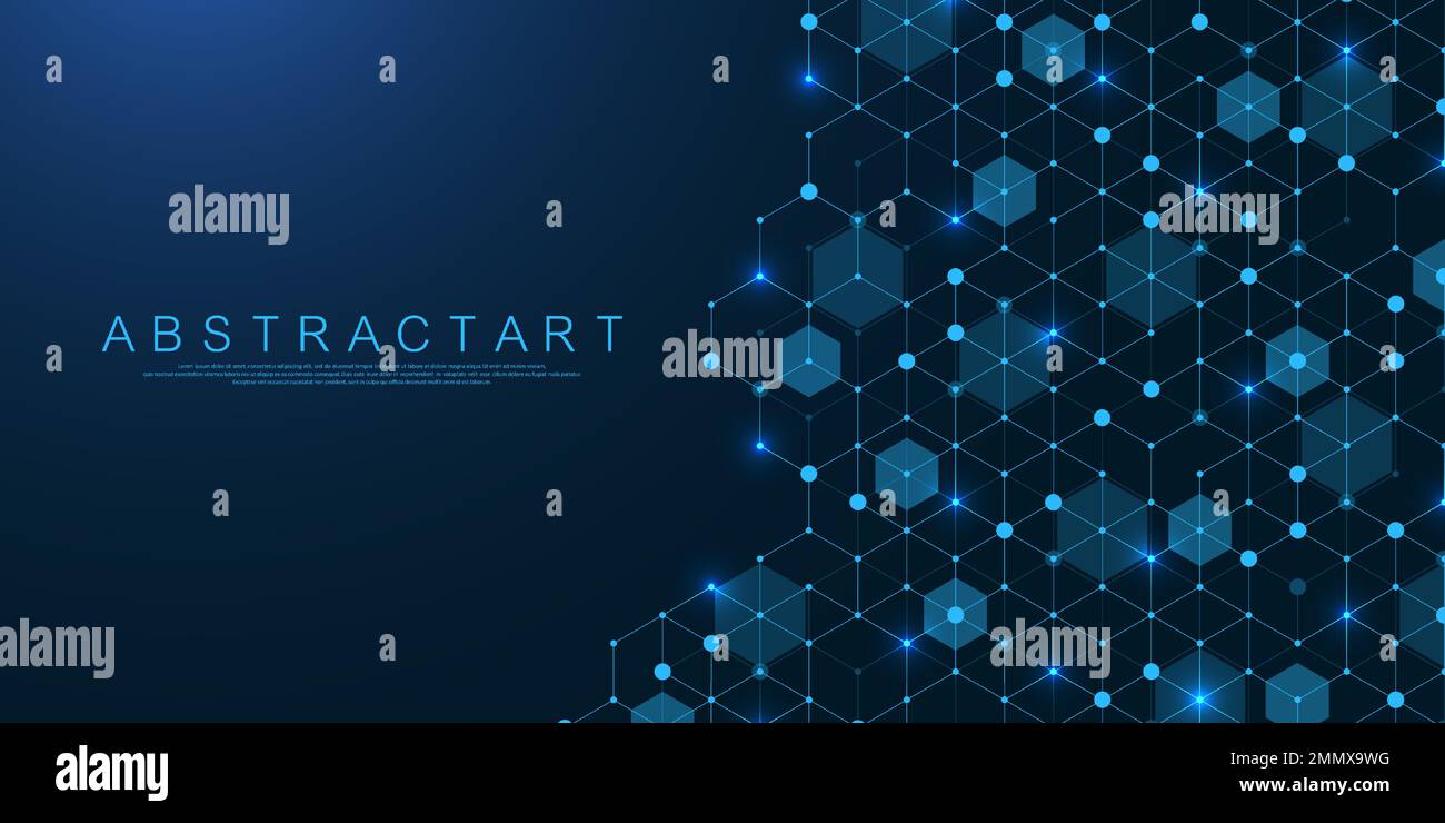 Technology abstract lines and dots connect background with hexagons. Hexagons connection digital ...