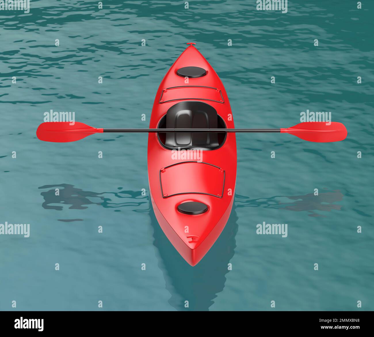 Red plastic kayak on water Stock Photo - Alamy