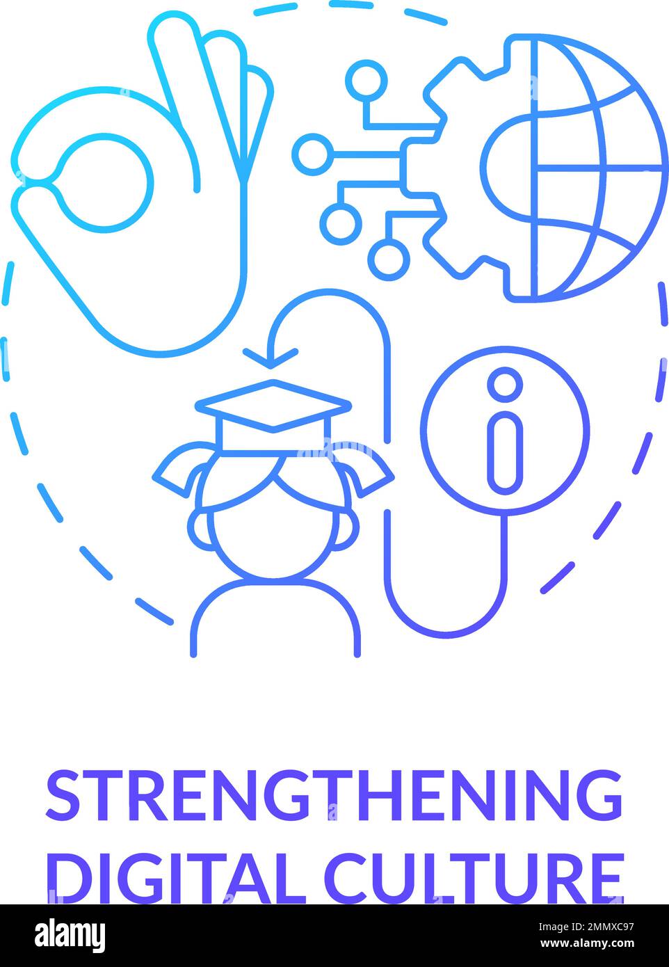Strengthening digital culture blue gradient concept icon Stock Vector ...