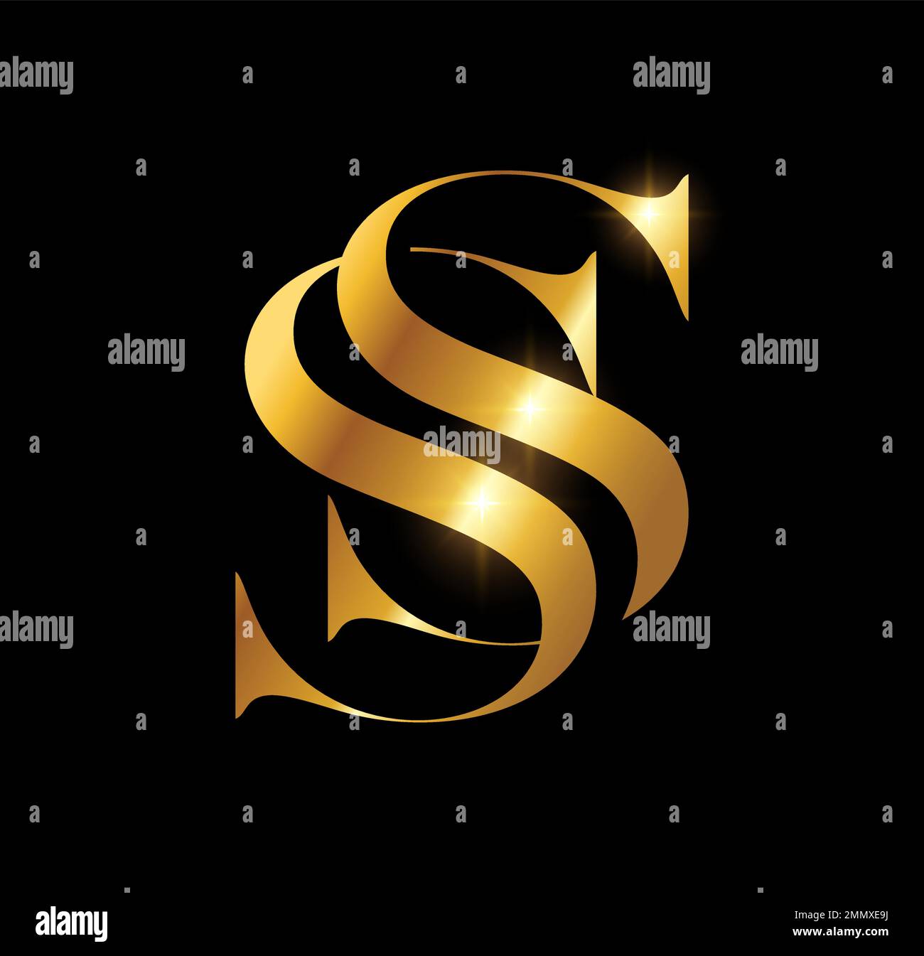 Vector Illustration in black background for Golden Luxury Monogram Logo ...