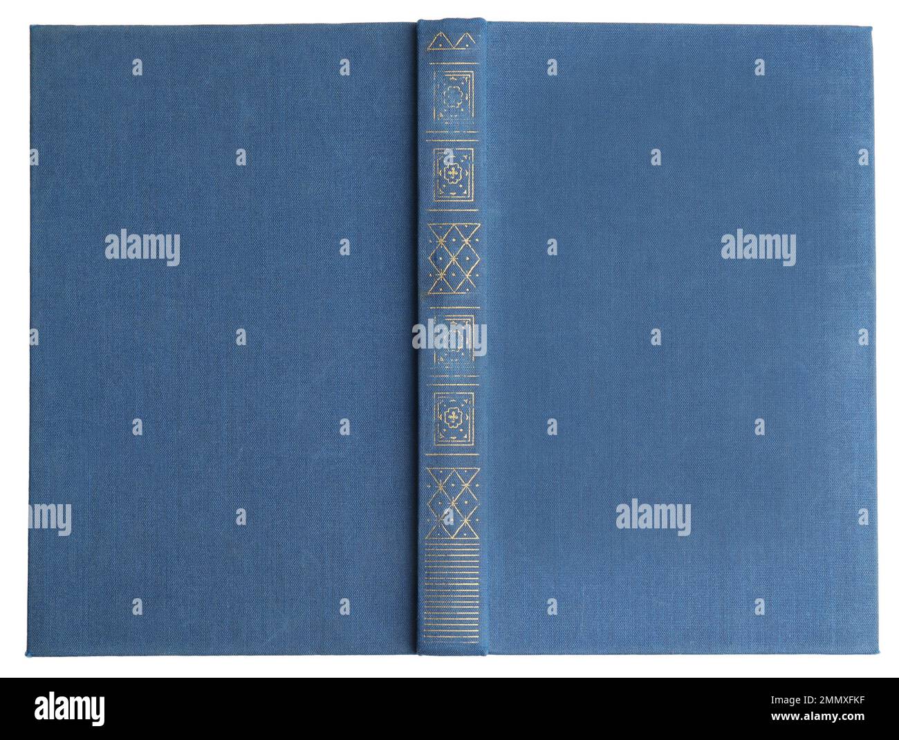 Open old book with vintage blue cover isolated on white, top view Stock ...