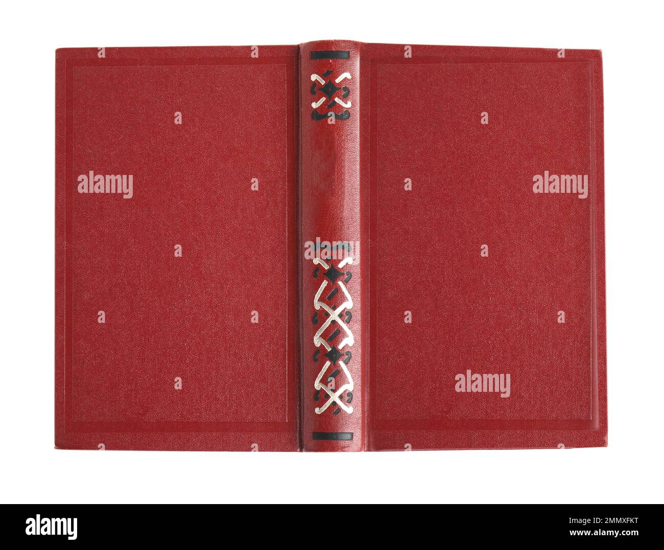 Open old book with vintage red cover isolated on white, top view Stock ...
