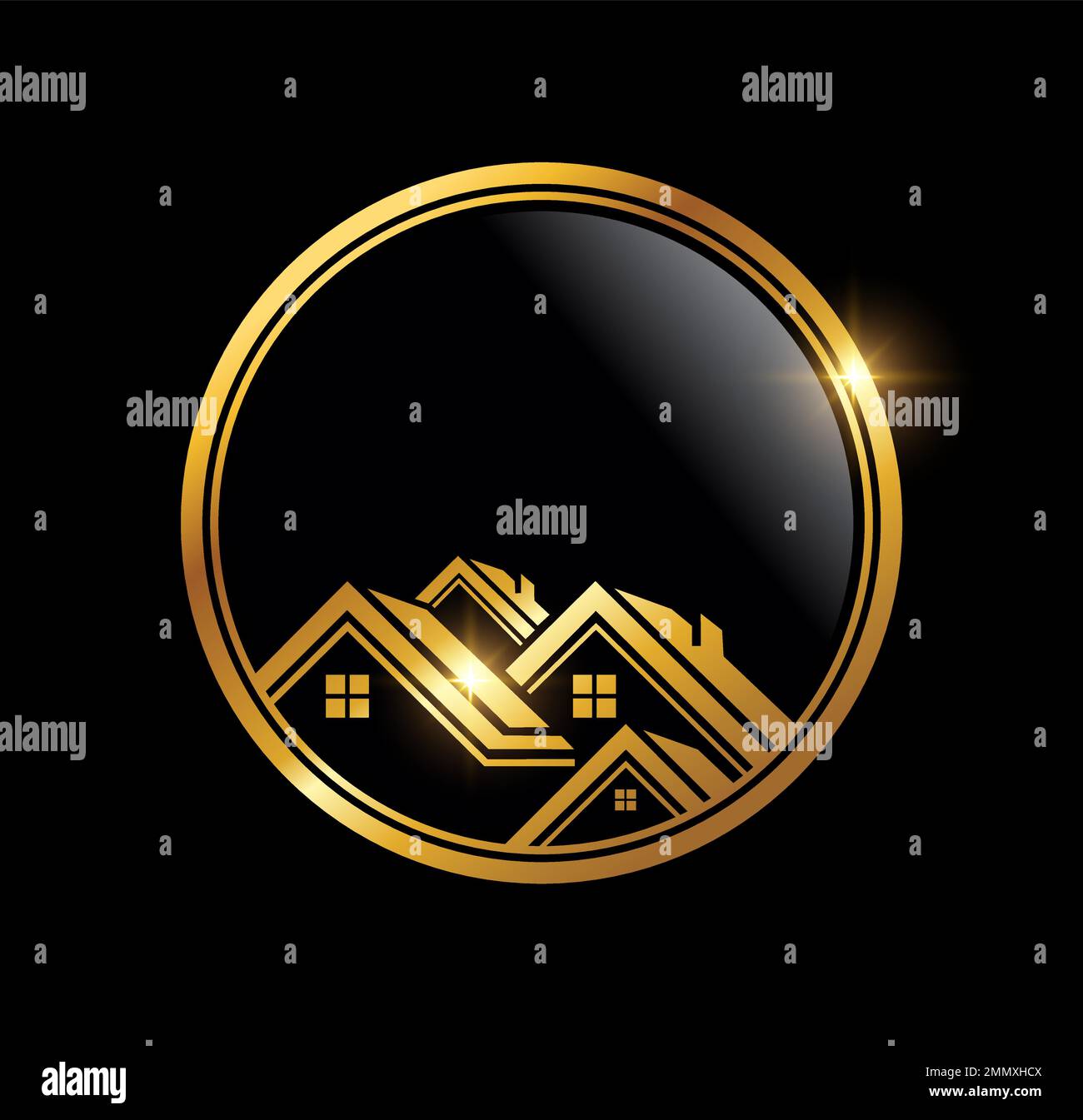 A vector Illustration of Golden Luxury Real Estate Logo Icon in black ...