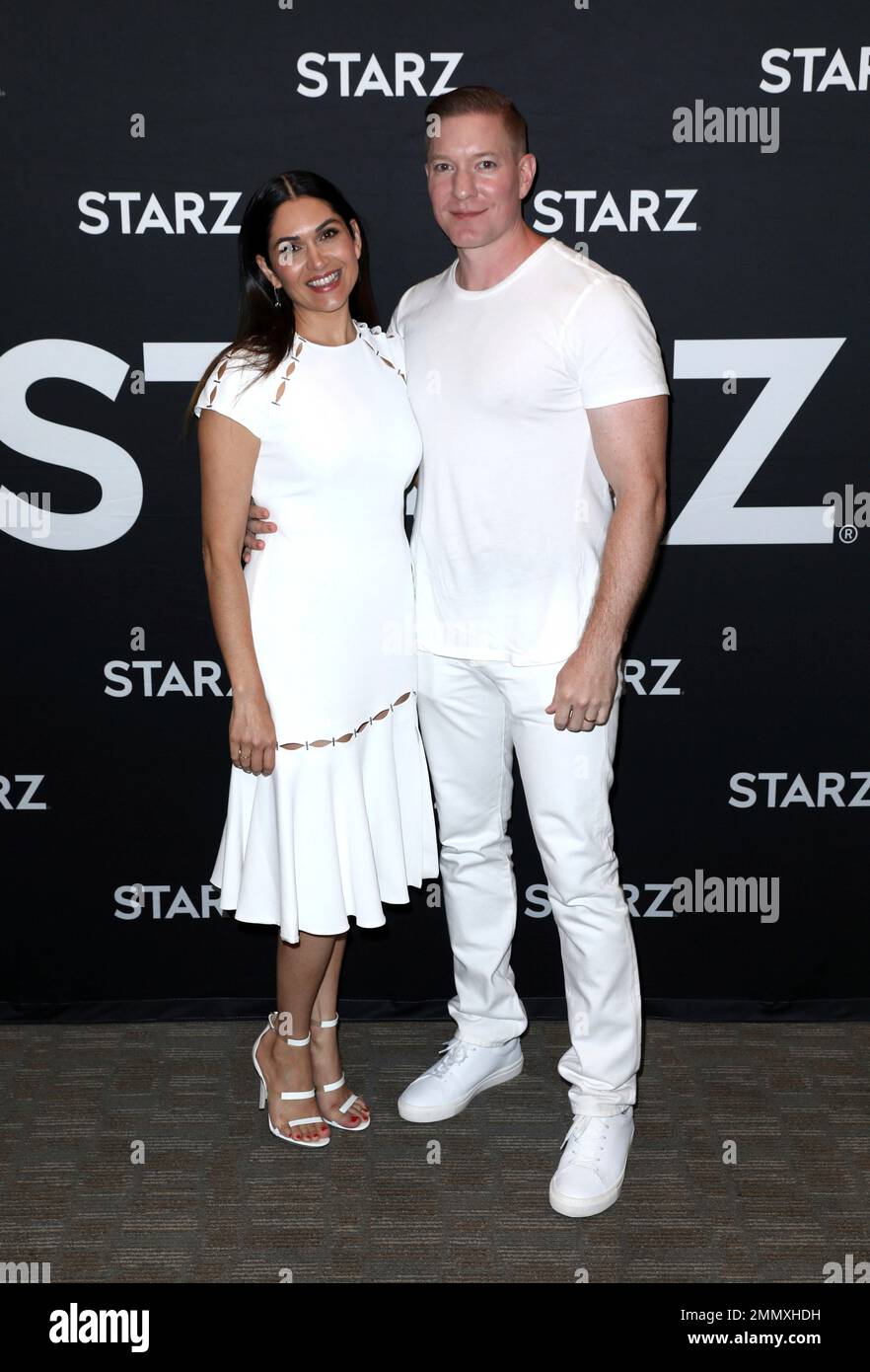 Lela Loren, left, and Joseph Sikora attend the STARZ TCA panel for ...