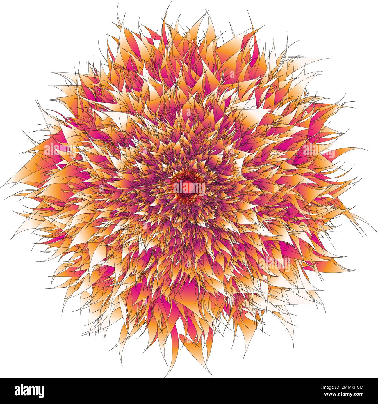 Stylized chrysanthemum flower on white background. Zen concept. Digital ...