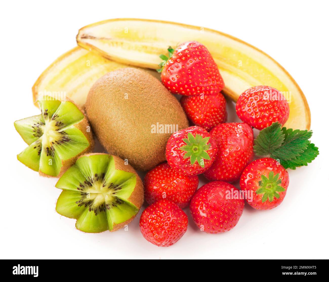 Bananas, kiwi and strawberry lose up Stock Photo - Alamy