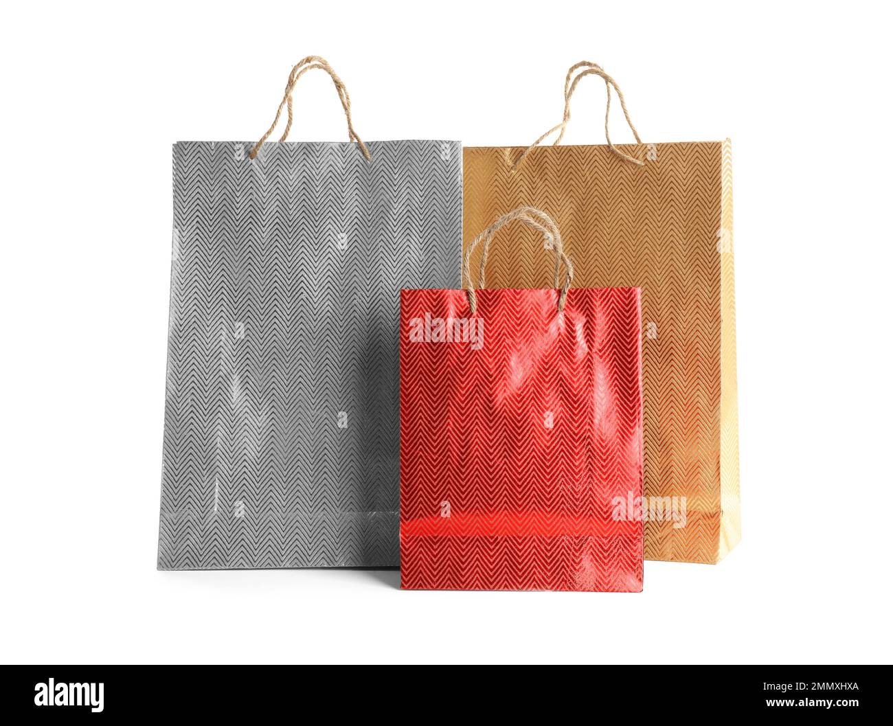 Color paper shopping bags isolated on white. Space for design Stock ...