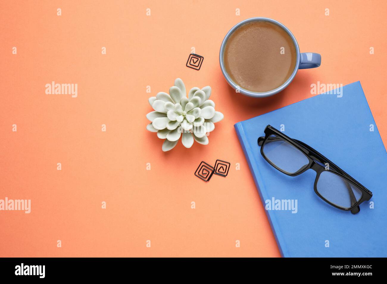 Flat lay composition inspired by color of the year 2020 (Classic blue ...