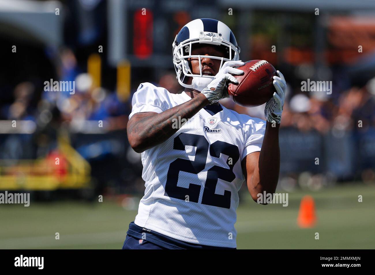 Los Angeles Rams cornerback Marcus Peters makes a catch during NFL ...