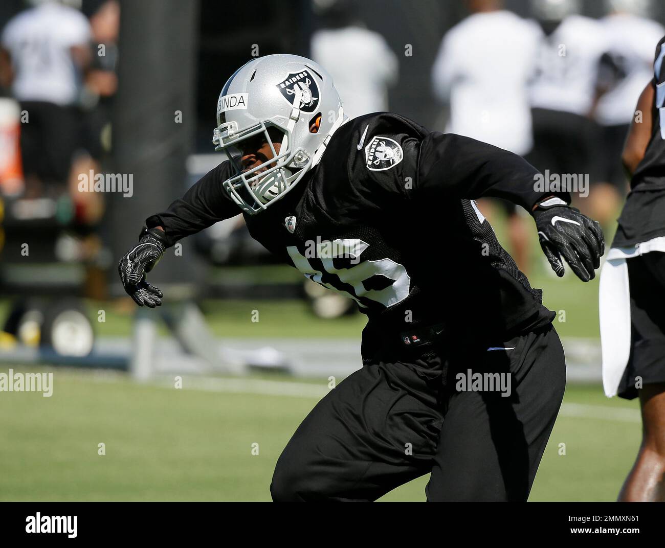 Oakland Raiders linebacker Jason Cabinda during NFL football practice ...