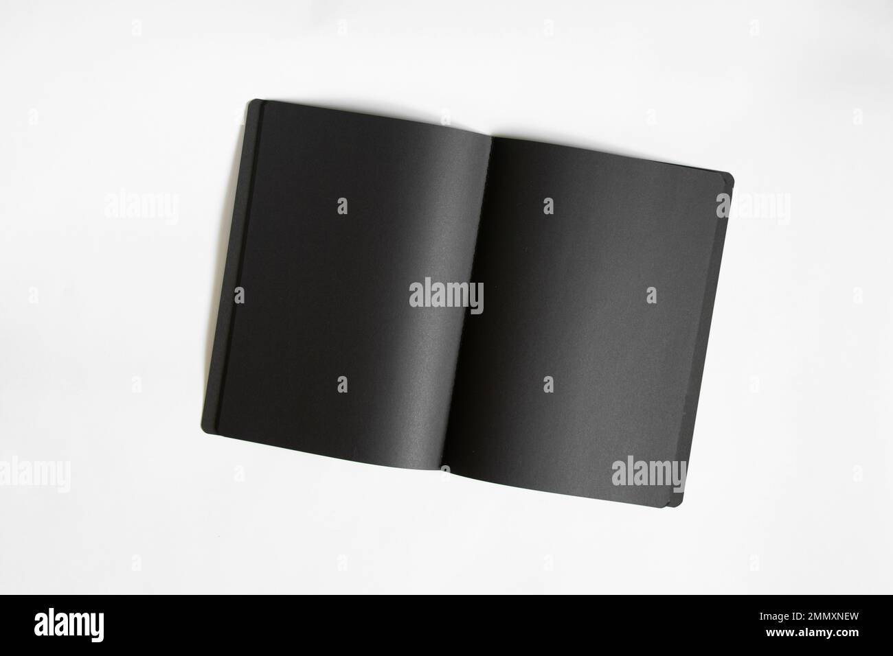black blank blank open notebook on white background, notebook with ...