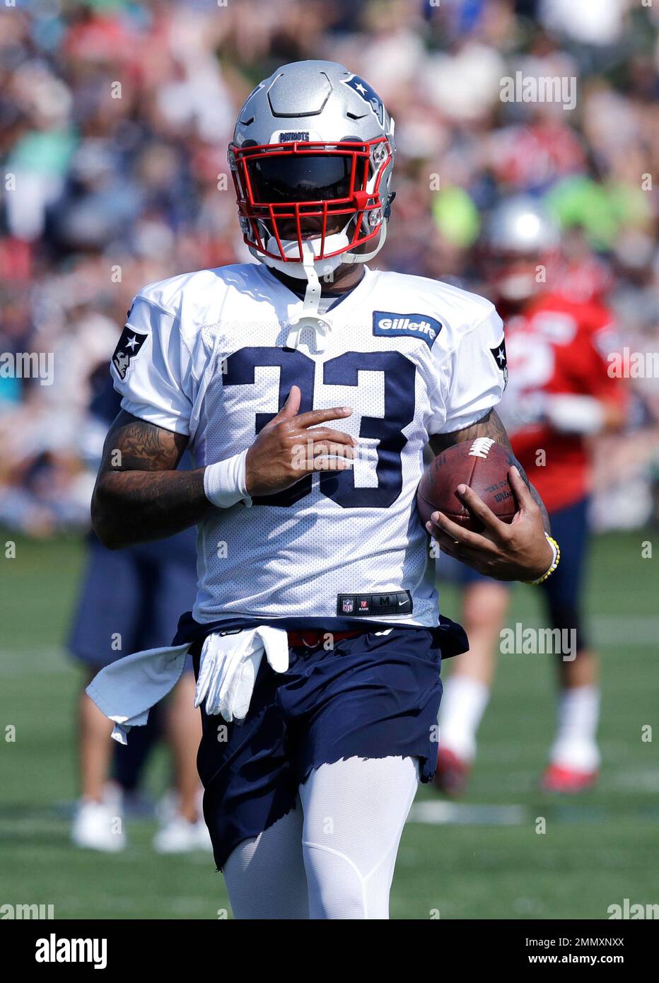 New England Patriots running back Jeremy Hill (33) runs during the team ...