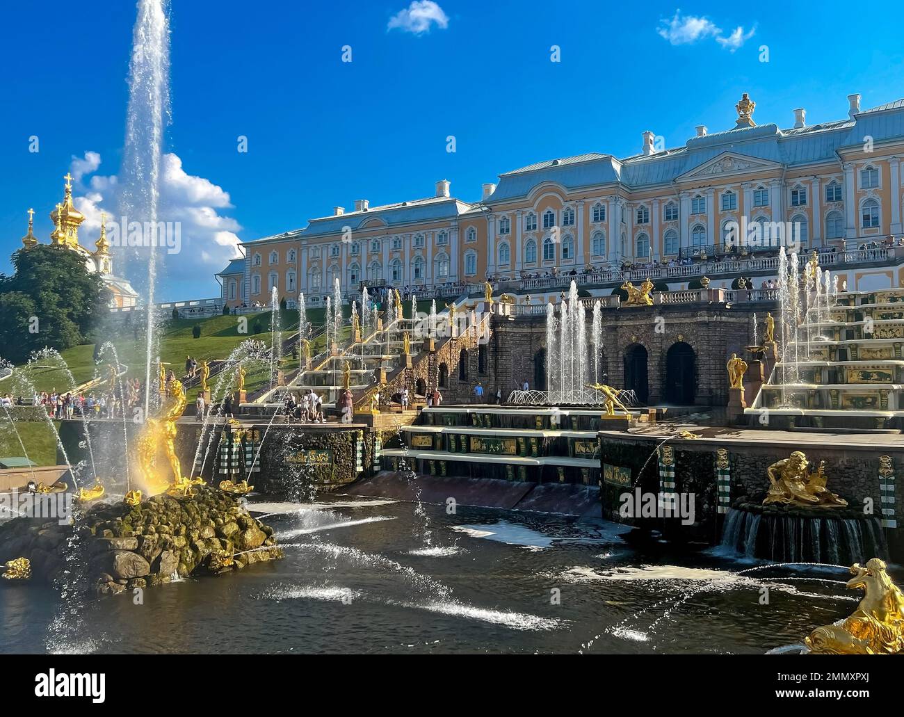 St. Petersburg, Russia - August 20 ,2022: Peterhof Palace. Fountain of ...