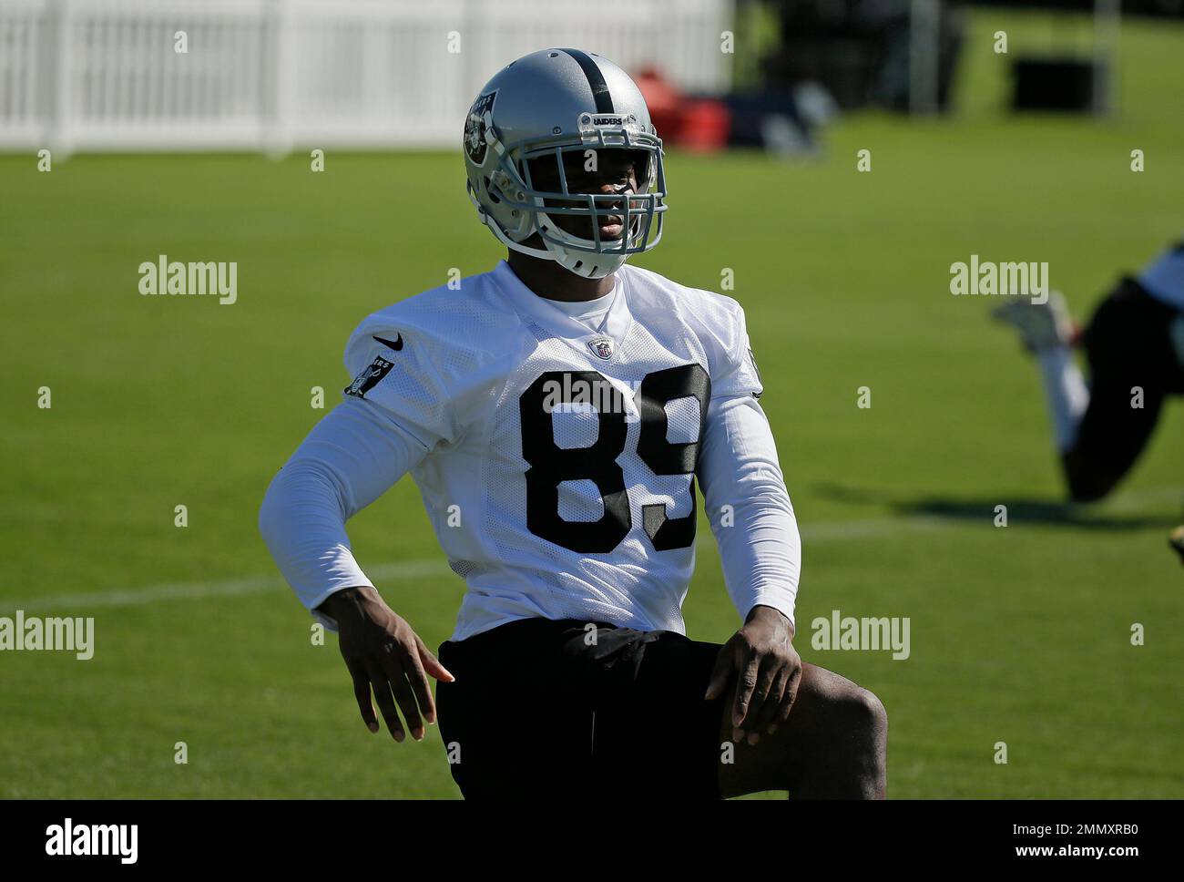 Oakland Raiders wide receiver Amari Cooper stretches during NFL ...