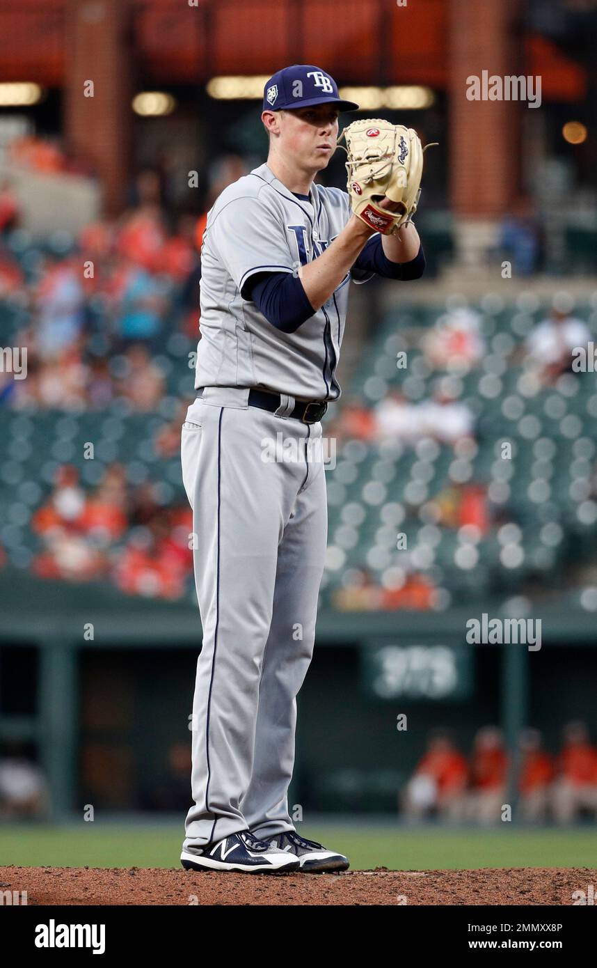 Tampa Bay Rays relief pitcher Ryan Yarbrough prepares to throw to the ...
