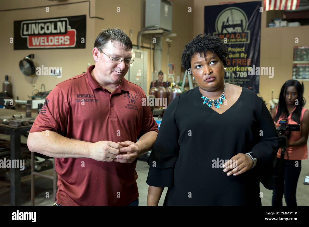 Georgia Democratic gubernatorial candidate Stacey Abrams, right, is ...