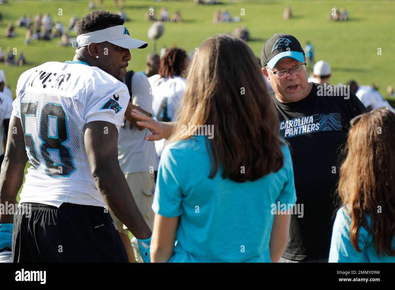 Carolina Panthers owner David Tepper, right, introduces Thomas Davis ...