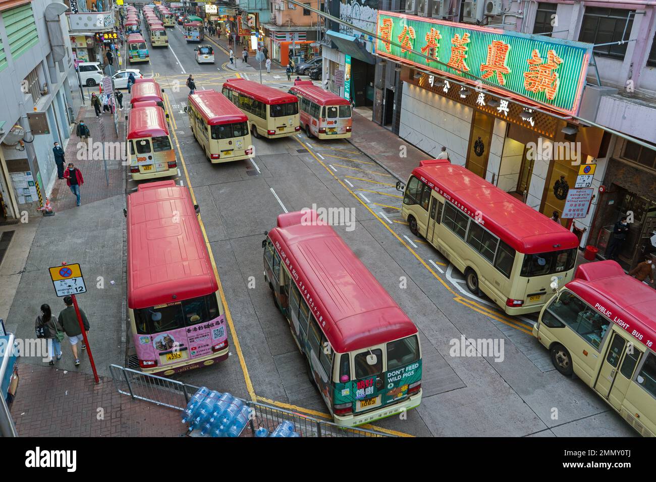Hong Kong - December 2022 - Elevated view of mini bus in Mong Kok Stock ...