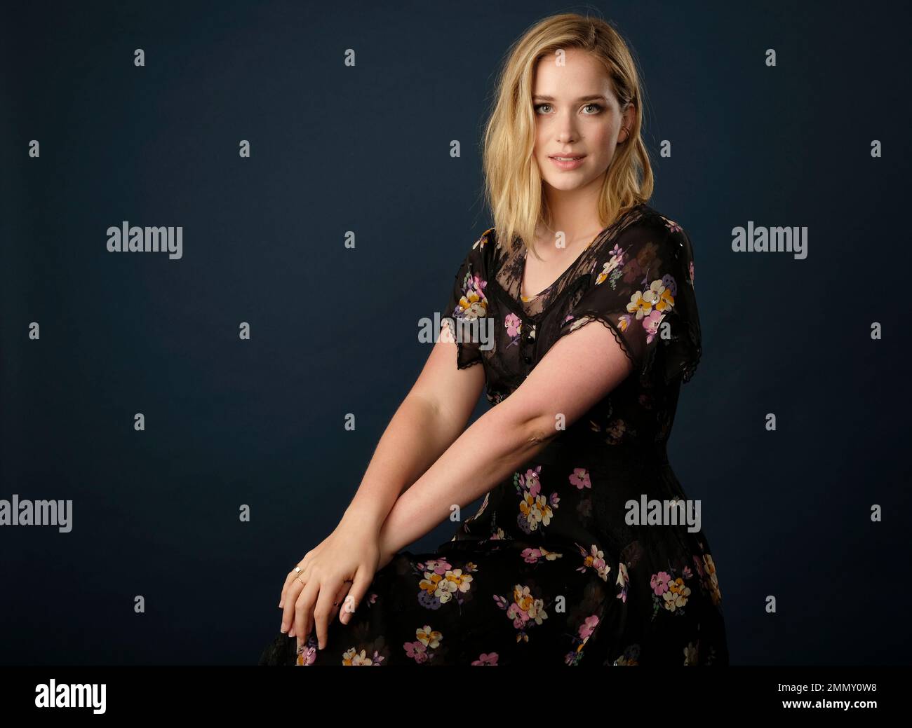 Elizabeth Lail, a cast member in the television series "You," poses for ...